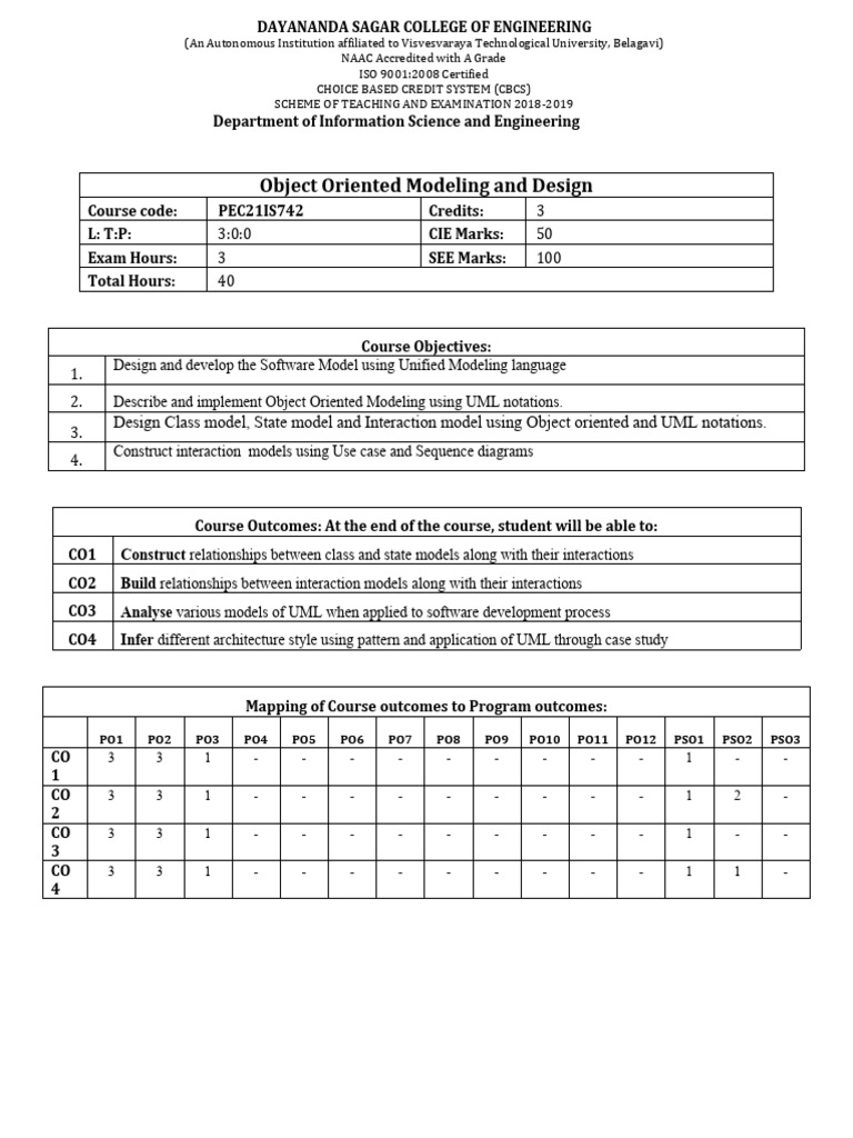 Oomd Syllabus | PDF | Unified Modeling Language | Systems Architecture