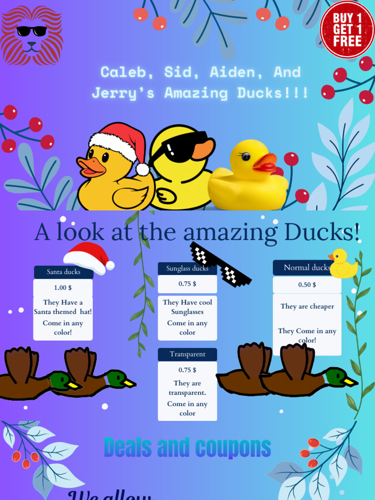 Caleb, Sid, Aiden, Chaplin, and Jerry's Amazing Ducks | PDF