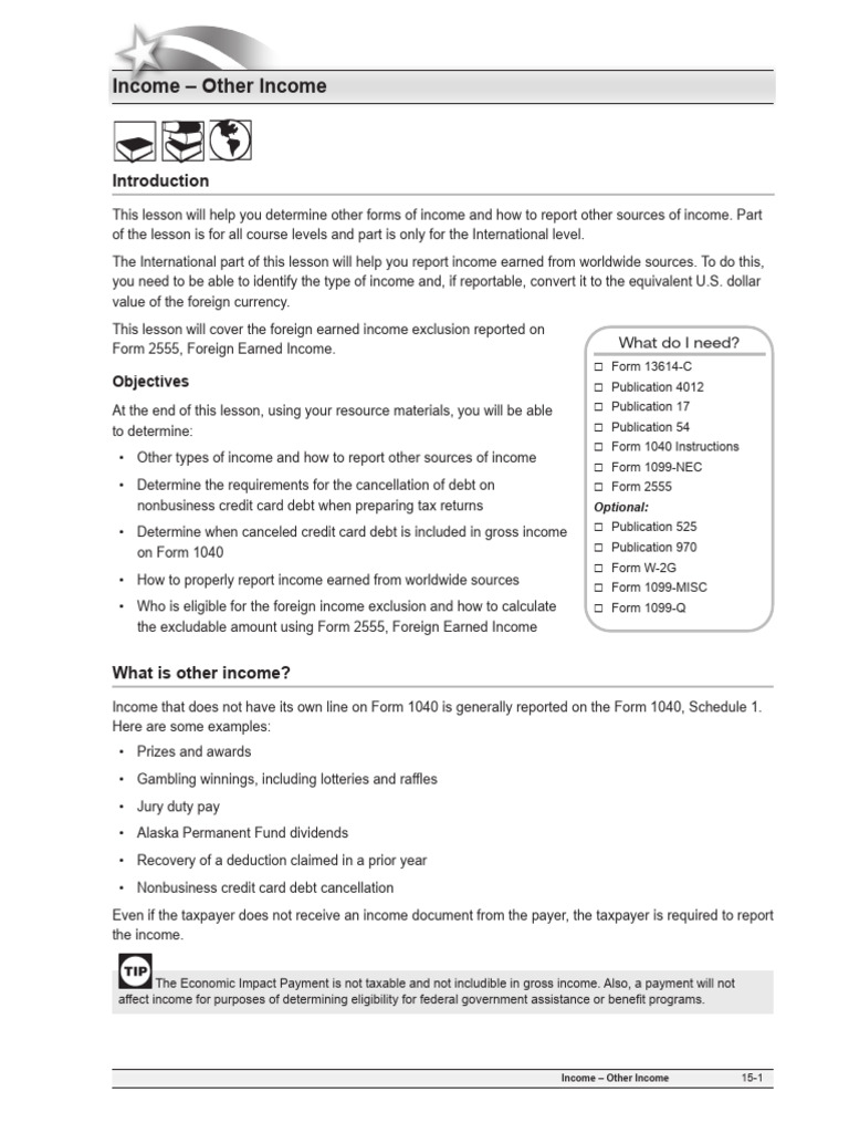 Reporting Other Income for Tax Returns | PDF | Irs Tax Forms | Earned ...