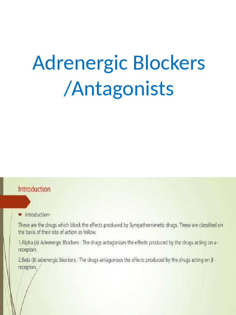 Adrenergic Blockers Antagonists | PDF