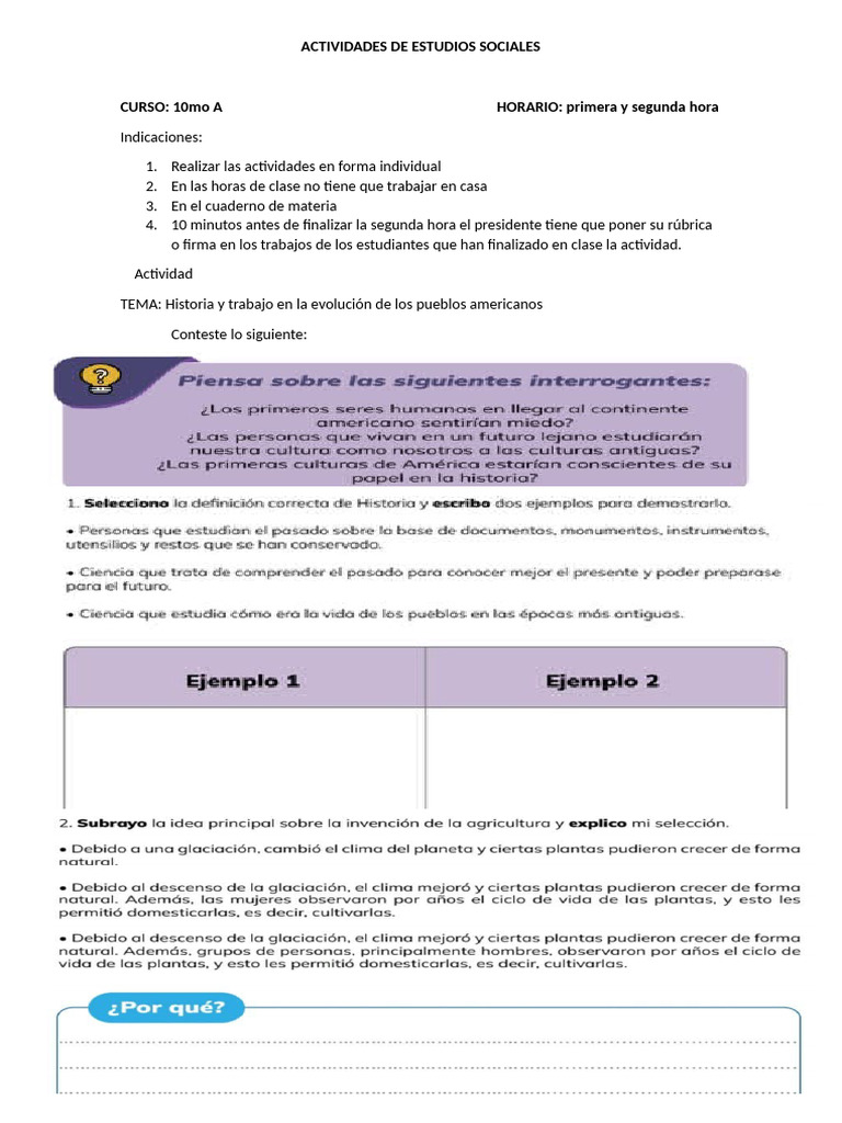 ACTIVIDADES DE ESTUDIOS SOCIALES | PDF