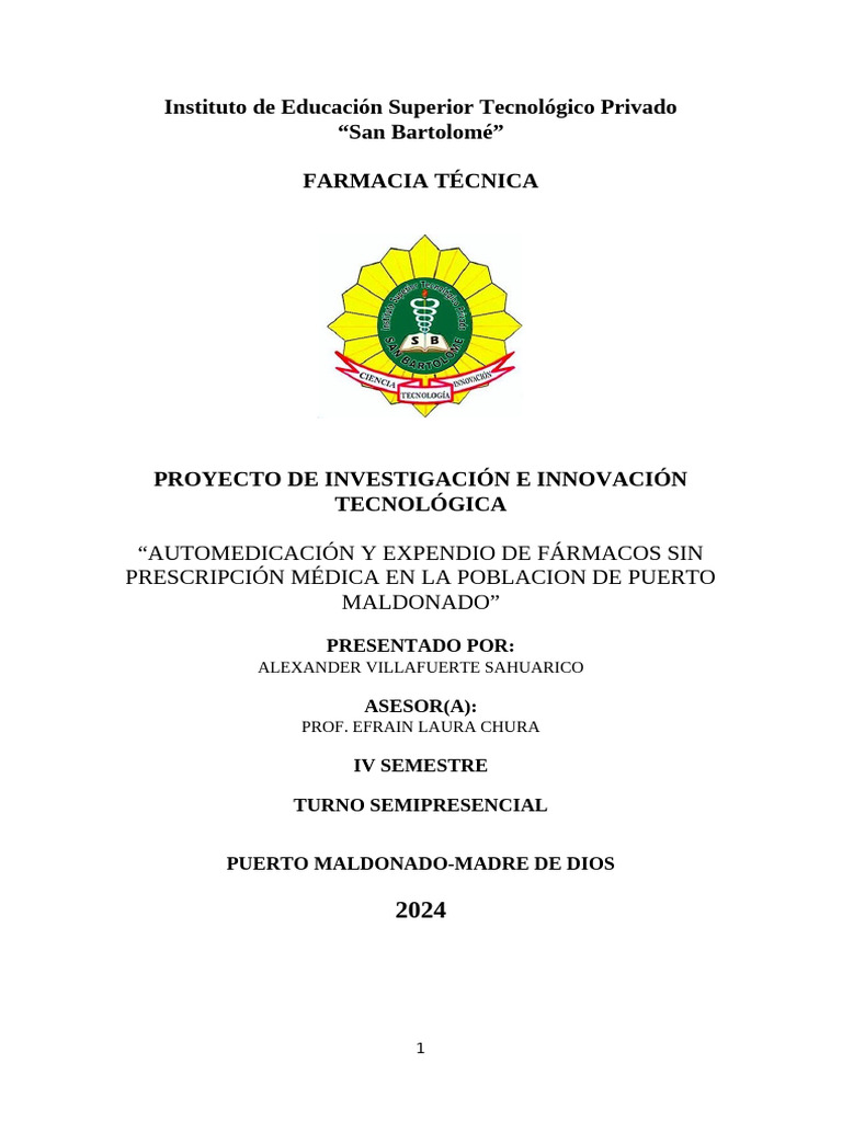 Automedicación y fármacos sin receta en Puerto Maldonado | PDF ...