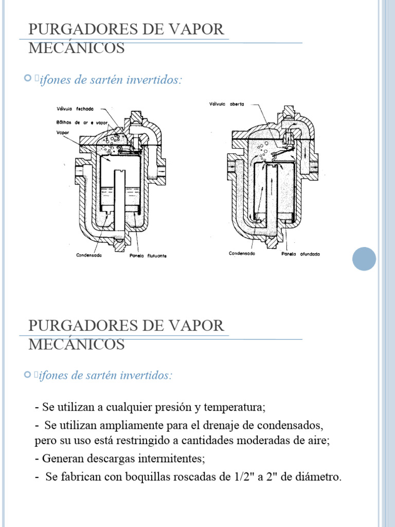Purgadores de Vapor Mecánicos: Ifones de Sartén Invertidos | PDF