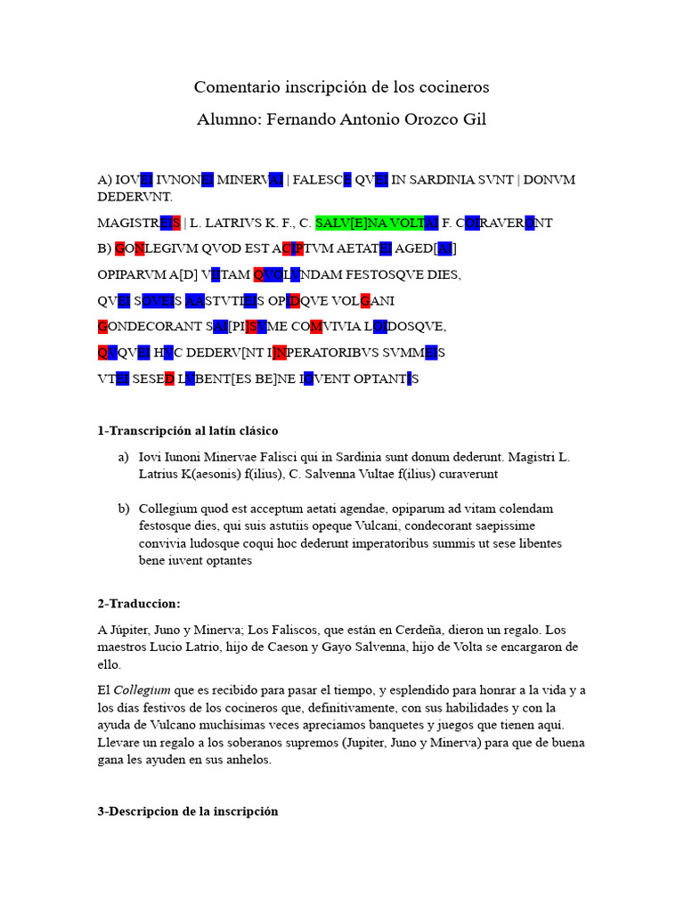 Trabajo inscripcion latina | PDF | latín | Lingüística