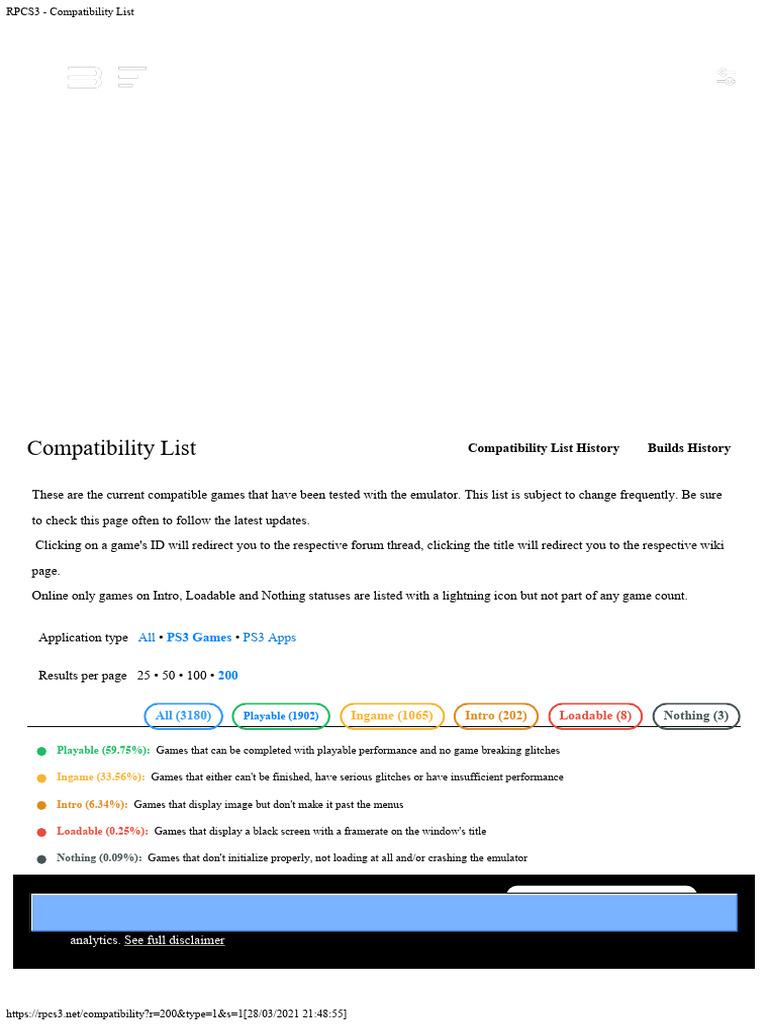 RPCS3 - Compatibility List - 01 | PDF