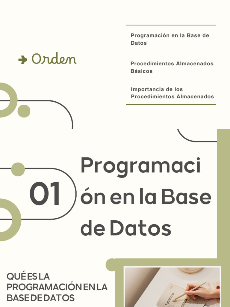 Presentación Diapositivas Propuesta de Proyecto Minimalista Simple Verde y Beige | PDF | SQL ...