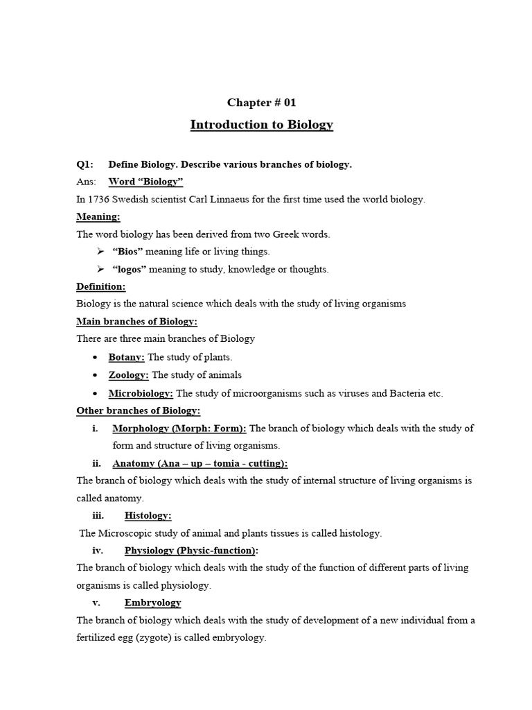 Biology 9th Class Notes KPK Chapter 1 Removed 1 | PDF | Atoms | Molecules