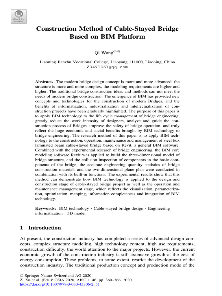 Construction Method of Cable-Stayed Bridge Based On BIM Platform | PDF | Building Information ...