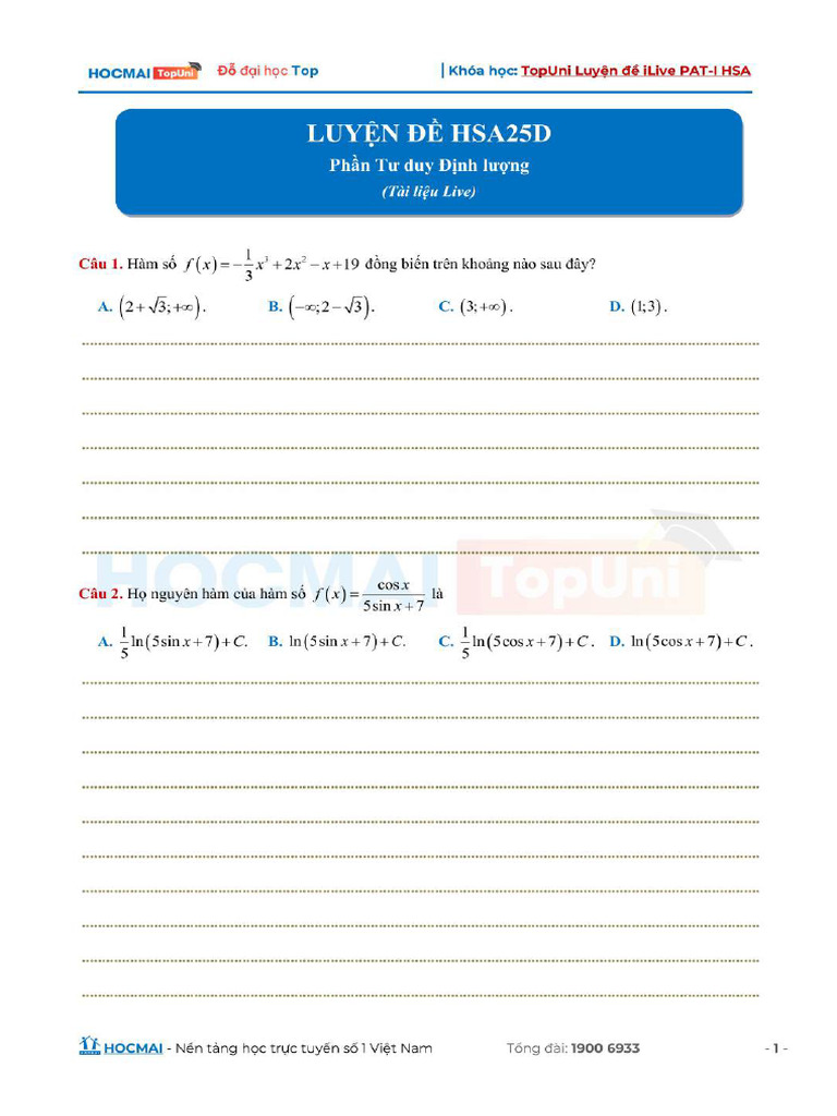 Buoi 04 Luyen de HSA25D Phan Tu Duy Dinh Luong de Thi | PDF