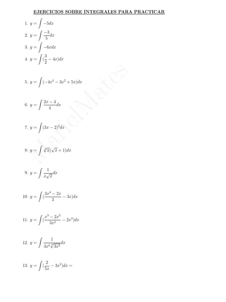 Ejercicios de Integrales para Practicar | PDF
