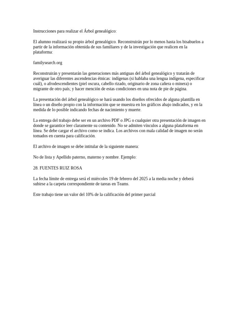 Instrucciones Árbol Genealógico - 012209 | PDF