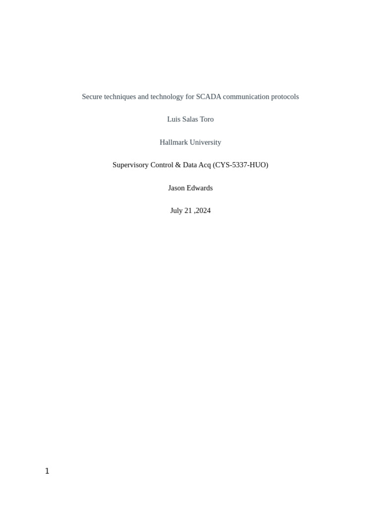 Secure techniques and technology for SCADA communication protocols | PDF | Computer Network ...
