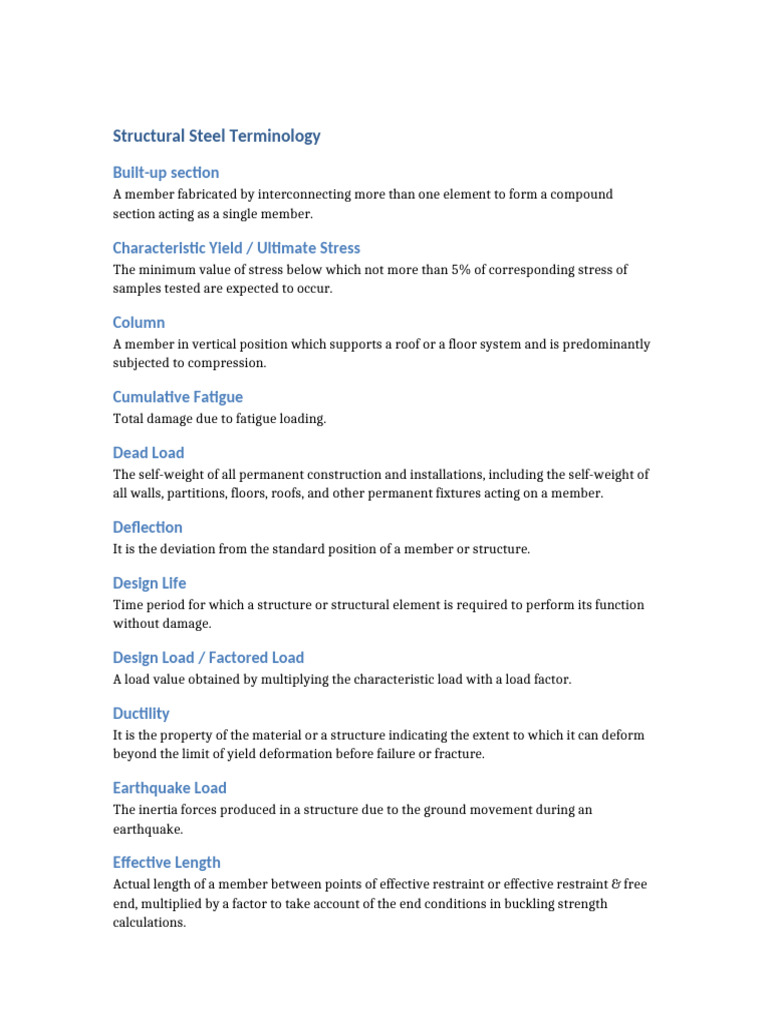 Key Terms in Structural Steel Design | PDF | Strength Of Materials ...