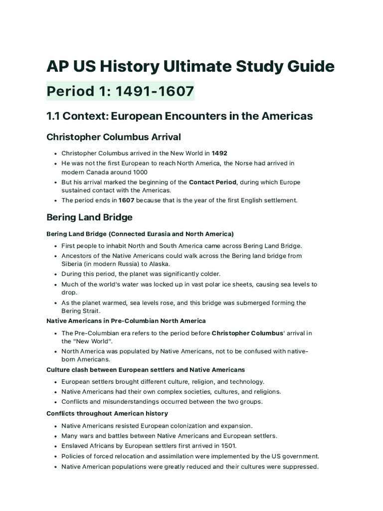 AP US History Ultimate Study Guide | PDF | Puritans | Slavery