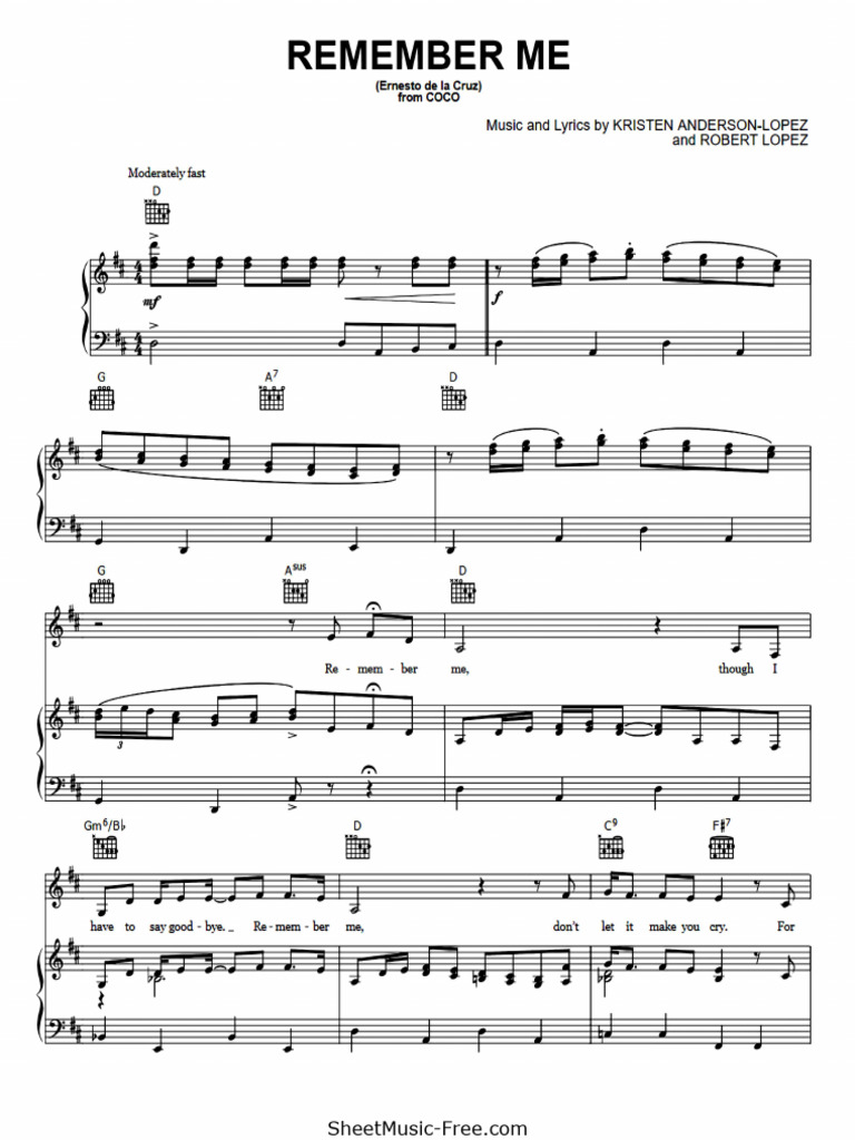 Remember Me Sheet Music From Coco SheetMusic | PDF