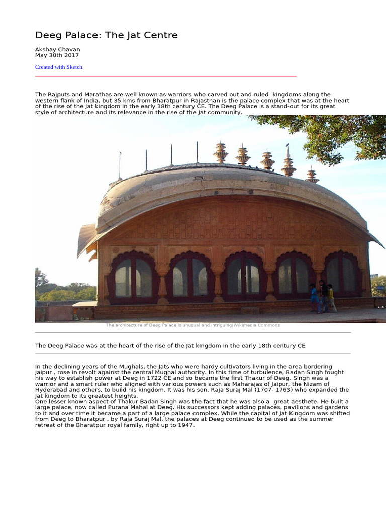 Deeg Palace-The Jat Pride | PDF