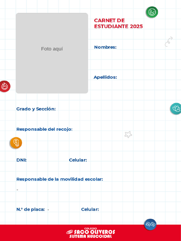 Formato CARNET ESTUDIANTE 2025 | PDF