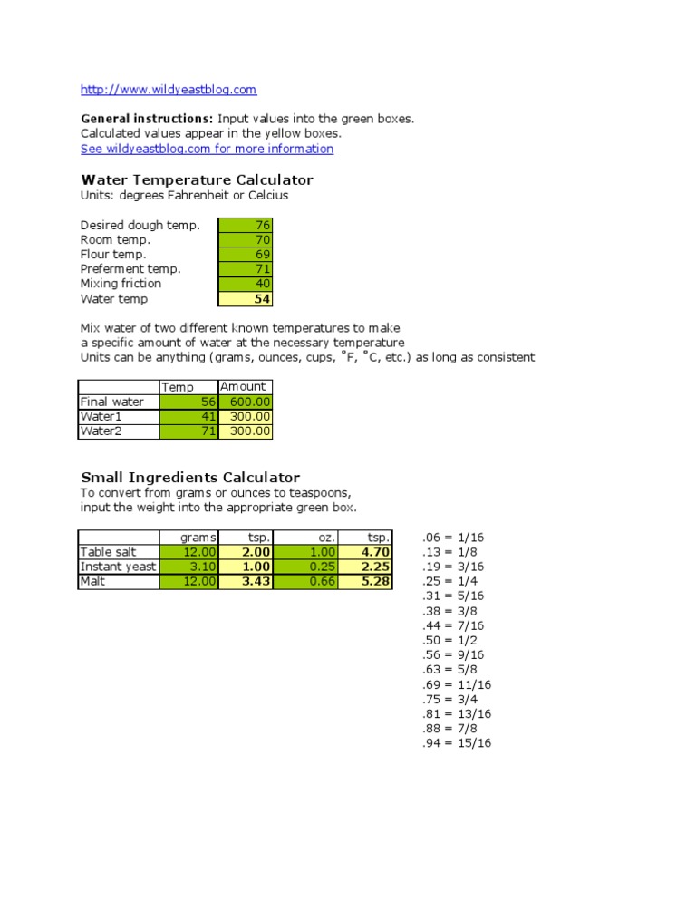 Water Temperature Calculator | PDF | Cooking, Food & Wine