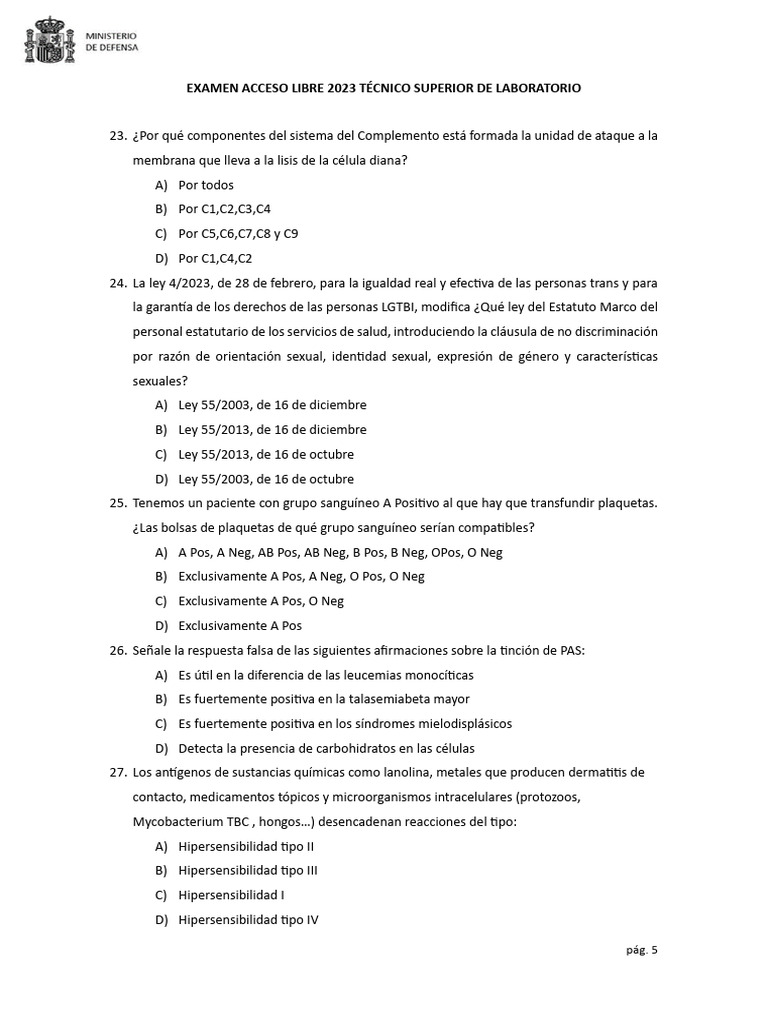 Examen Laboratorio 2 | PDF | Sistema complementario | Especialidades Medicas