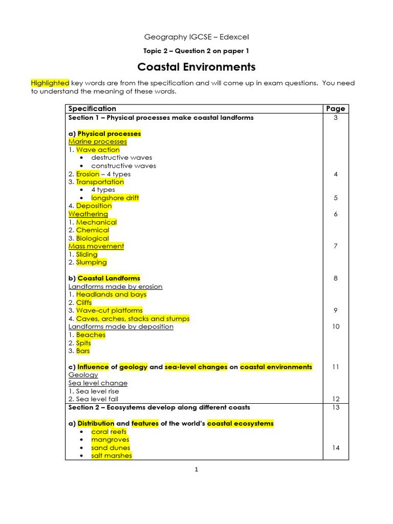 Coasts revision book | PDF | Coast | Sea