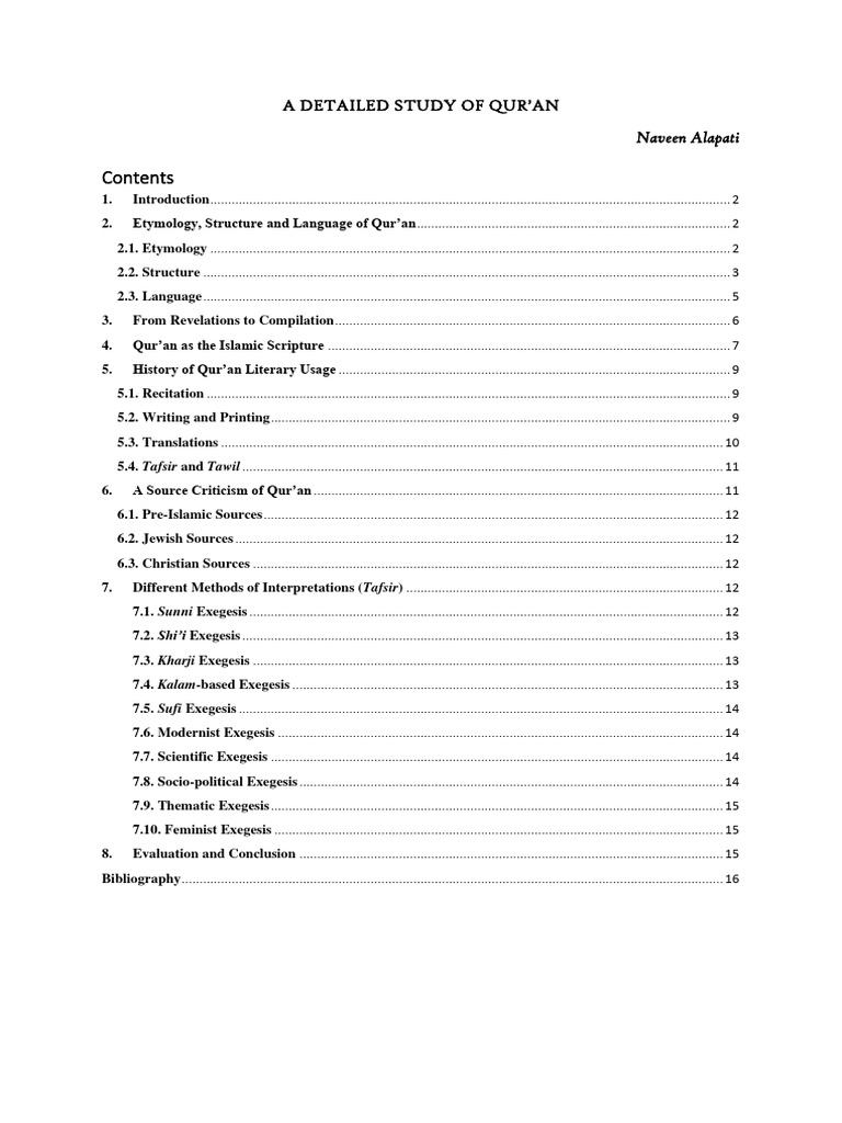 Comprehensive Study of the Qur'an | PDF | Quran | Islam