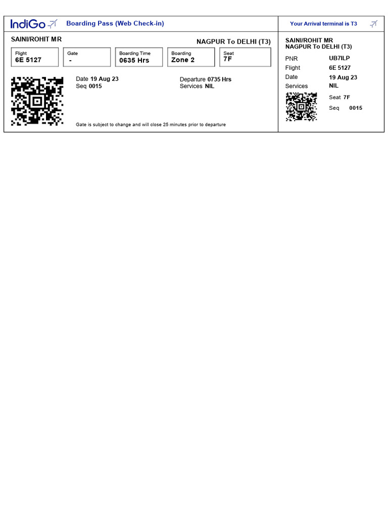 BoardingPass-Journey NAG - DEL | PDF