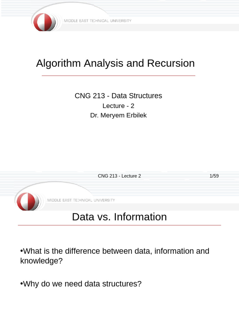 CNG213 Lecture 2 - Algorithm-Analysis | PDF | Information | Data