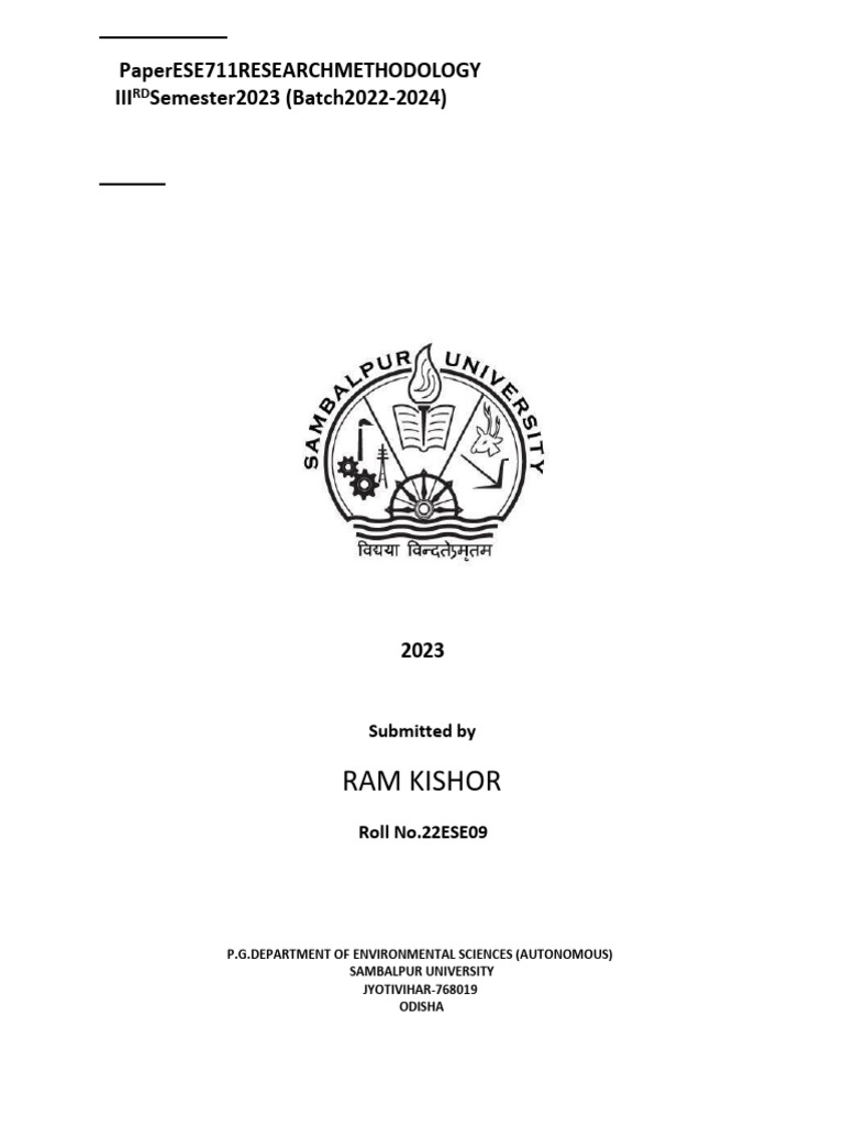 01 - Ram Kishor MTECH - 3rd SEM - ESE-711 - BATCH (2022-2024) - Research Methodology | PDF ...