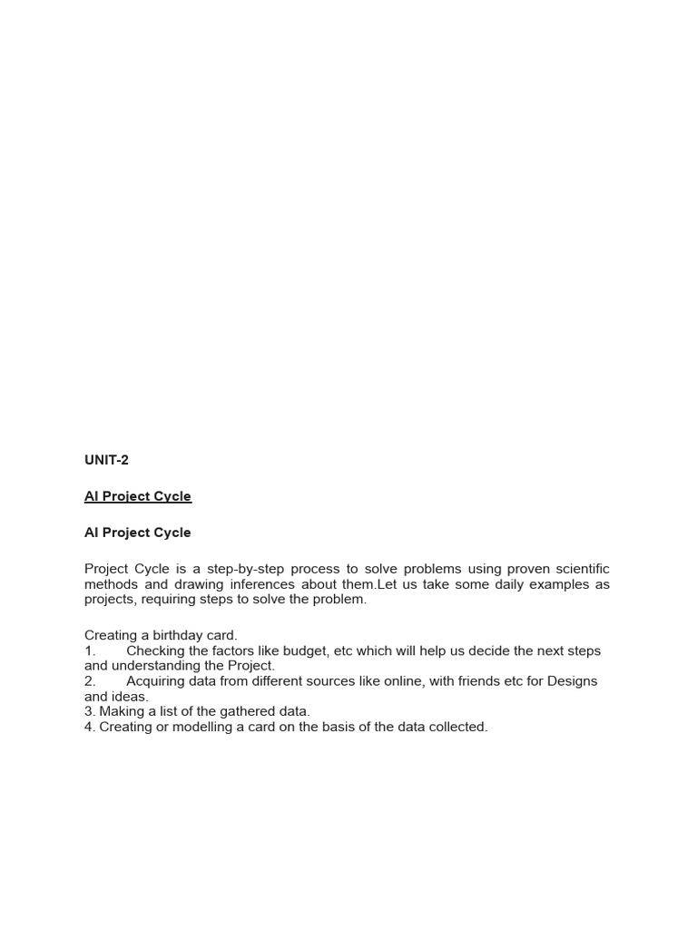 UNIT 2 Ai Project Cycle | PDF | Machine Learning | Histogram