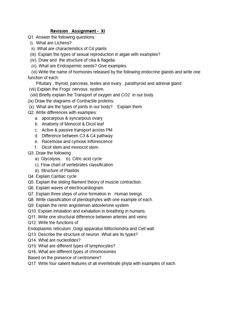 @Revision assignment XI | PDF