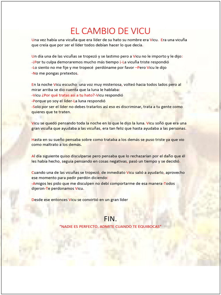 El Cambio de Vicu - Sneyder | PDF