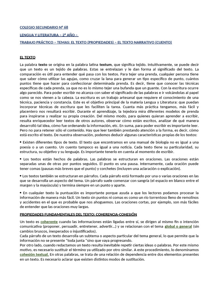 Trab. Práct. 2° Año (Co. y Co. - Cuento) | PDF | Narración | Cuentos
