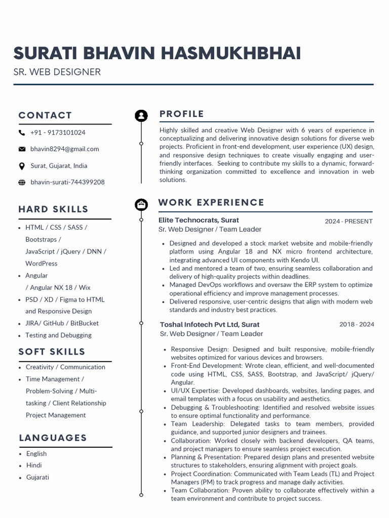 BhavinSurati_Resume2025 | PDF | Web Design | Bootstrap (Front End Framework)