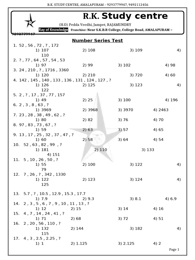 5.numbers Series-Test (Em) | PDF