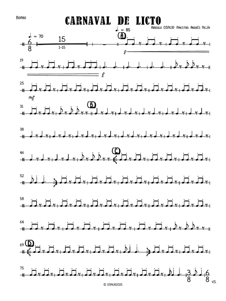 Carnaval de Licto OSMUR - Bombo | PDF