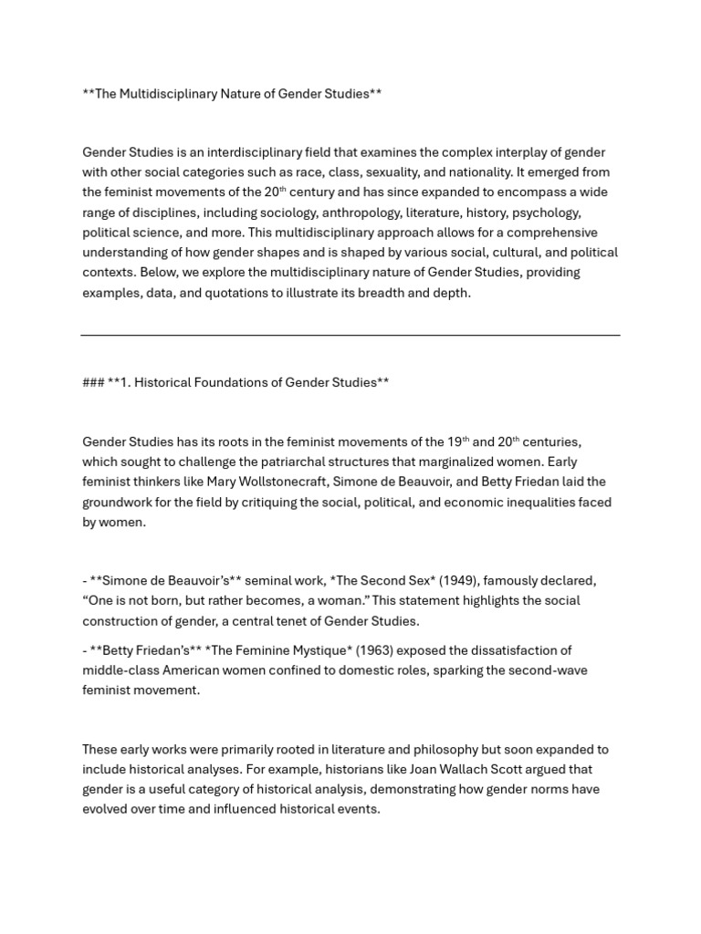 Multidisciplinary Insights in Gender Studies | PDF | Gender | Gender ...