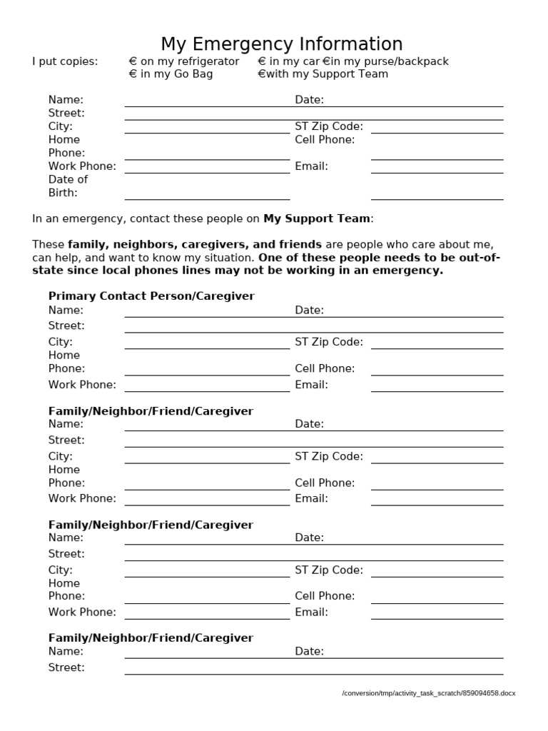 My Emergency Information | PDF