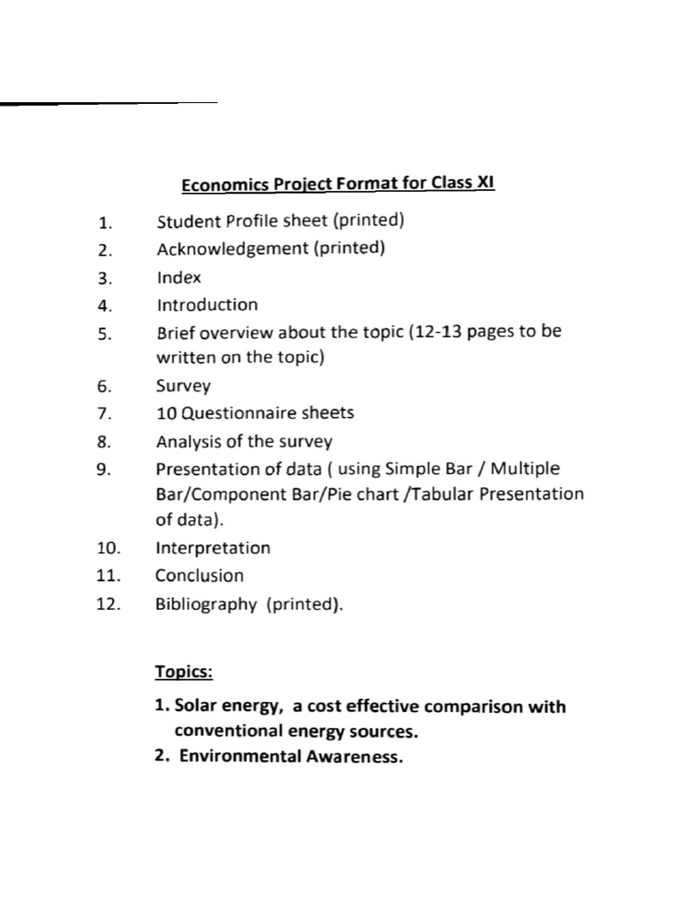 Class XI Economics Project . | PDF