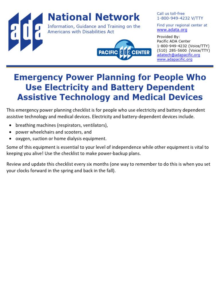 Emergency Power Planning Factsheet - Revised 10 2019 | PDF | Electric ...