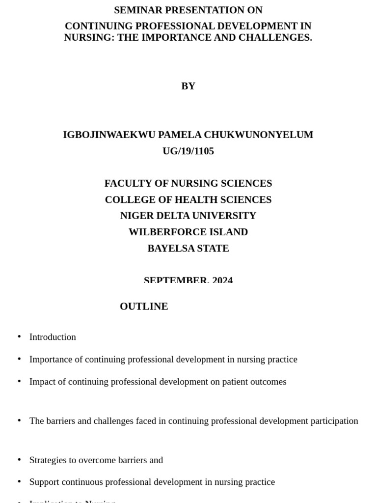 Pamela's Seminar Presentation Work | PDF | Professional Development | Health Care