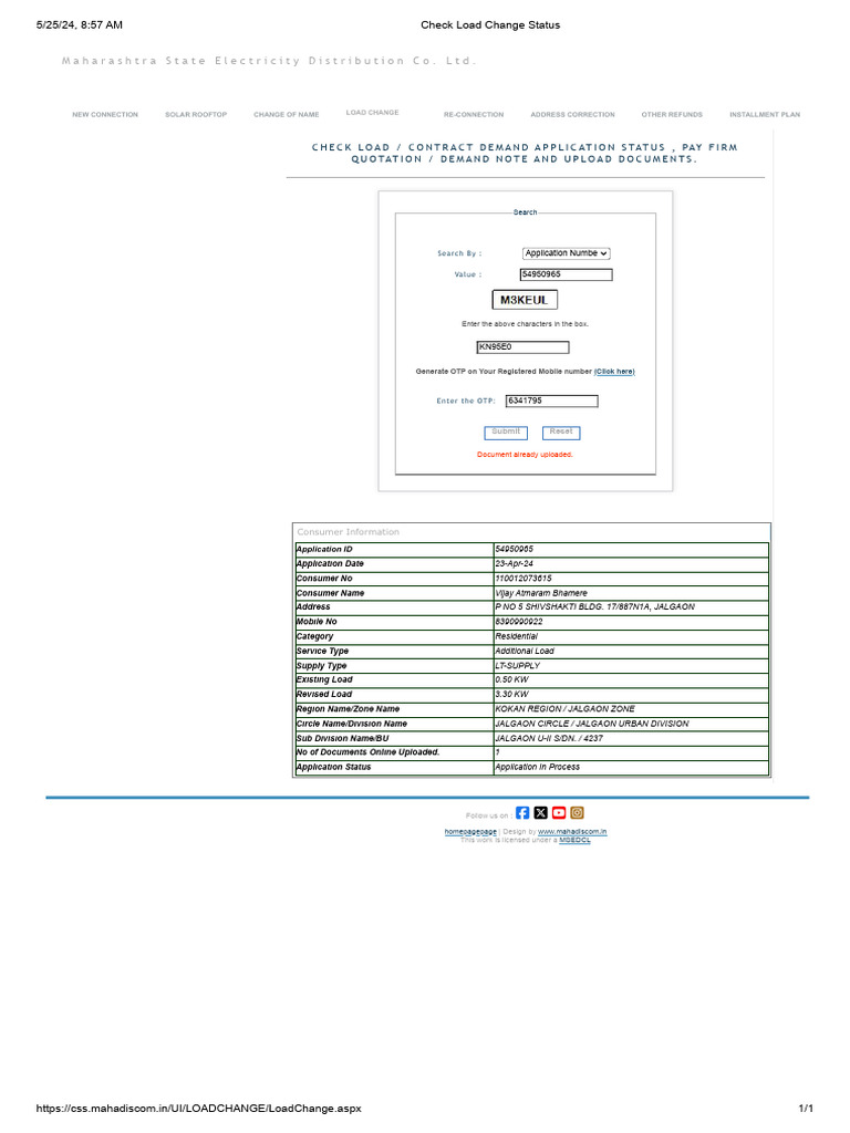 Check Load Change Status VIJAY DADA | PDF | Electric Power | Power (Physics)