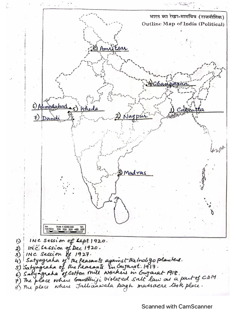 Class 10 History Map of India Labelled | PDF