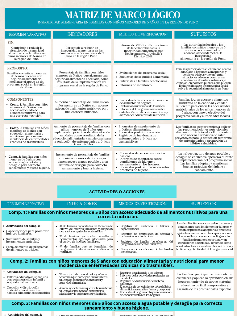 Matriz de Marco Logico | PDF | Seguridad alimentaria | Nutrición