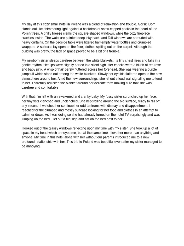 Descriptive Essay Example - Cozy Day in Poland, For O Level Candidates ...