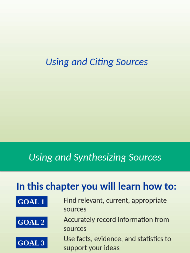 Using Sources and Synthesizing | PDF | Apa Style | United Arab Emirates