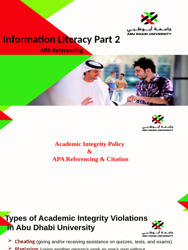 Information Literacy Part 2 - APA Referencing | PDF | Citation | Plagiarism