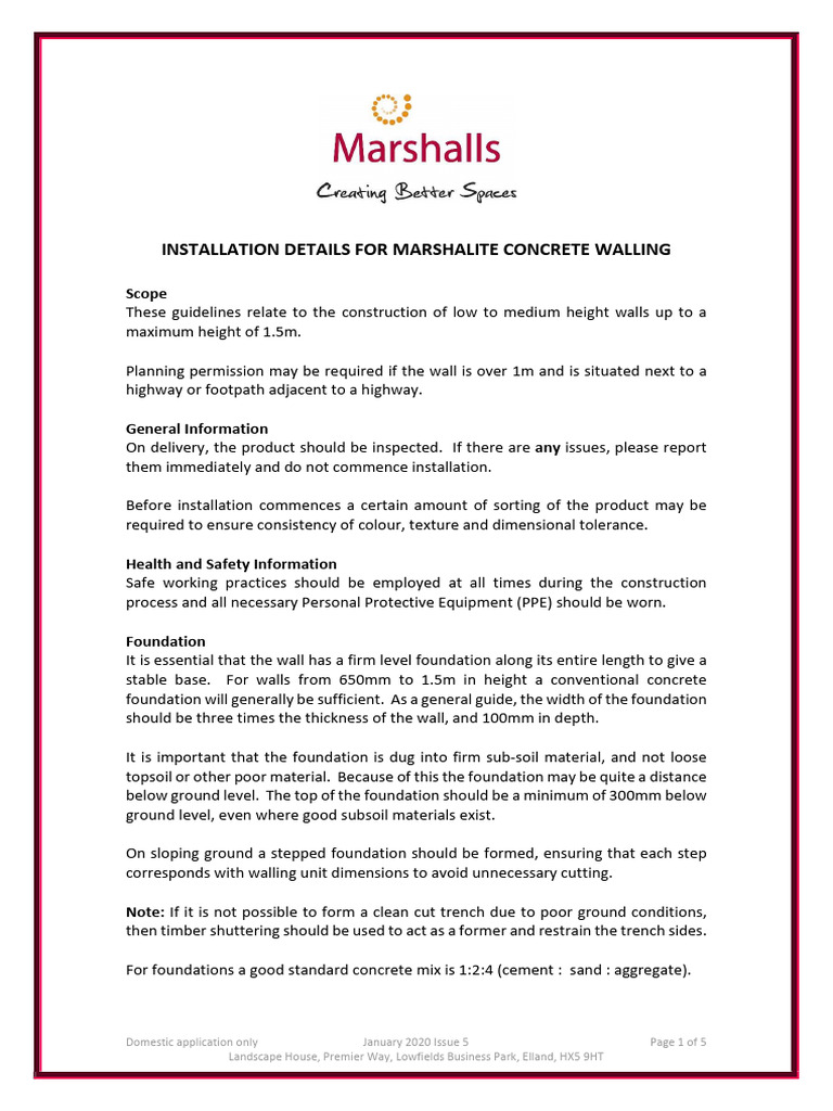 Marshalite Concrete Walling January 2020 | PDF | Concrete | Building Technology