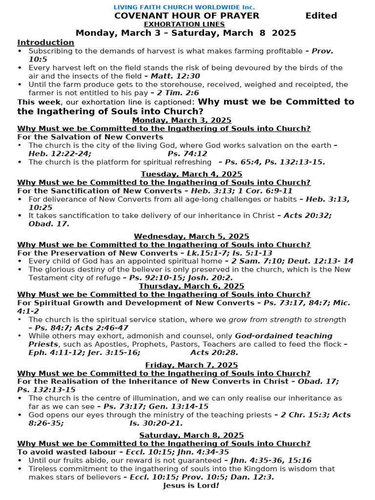 Ingathering Souls: Weekly Prayer Exhortations | PDF | Theology ...