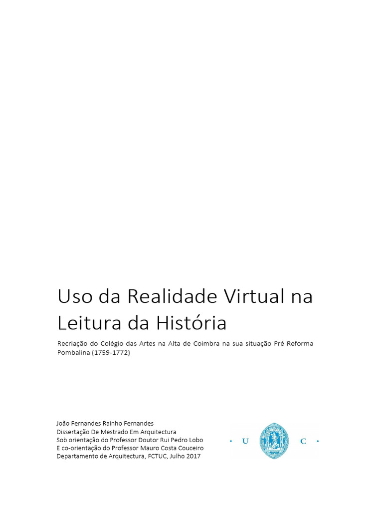 Joaorainhofernandes Uso Da Realidade Virtual Na Leitura Da Historia ...