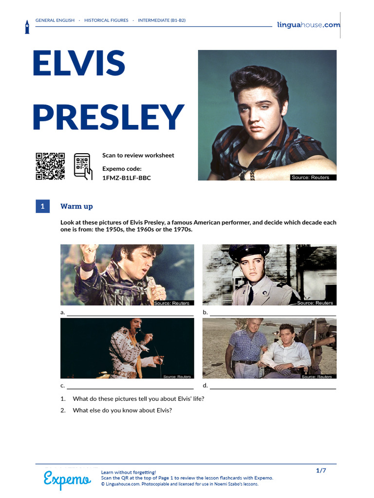 Elvis Presley British English Student B1 B2 | PDF | Elvis Presley | Linguistics